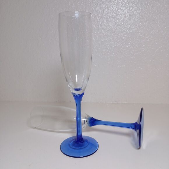Libbey | Dining | Libbey Domaine Cobalt Blue Petal Stem Champagne ...